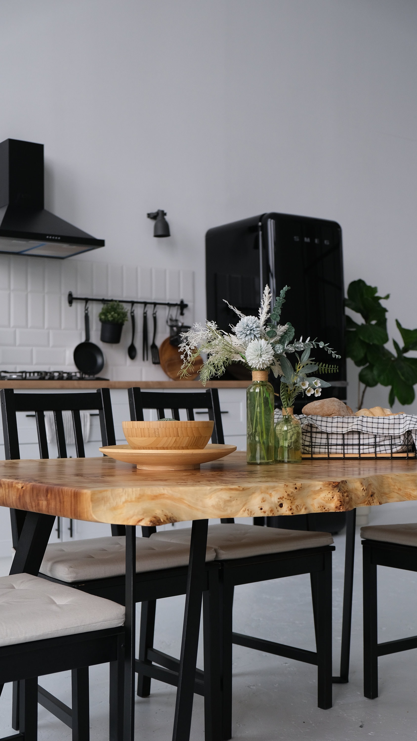 Dining Table With Live Edge Slab Table Wooden Kitchen Table - Etsy