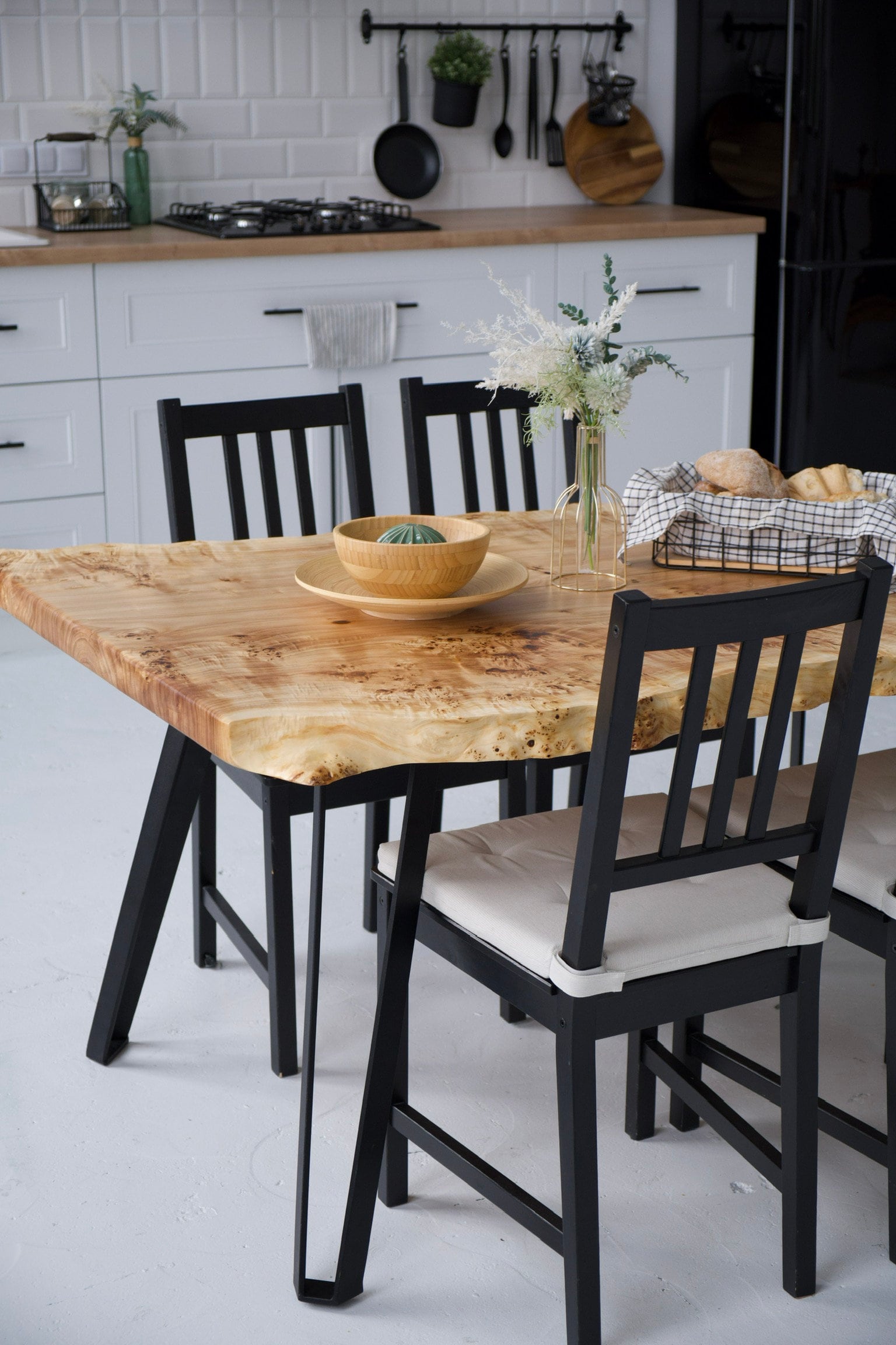 Dining Table With Live Edge Slab Table Wooden Kitchen Table - Etsy