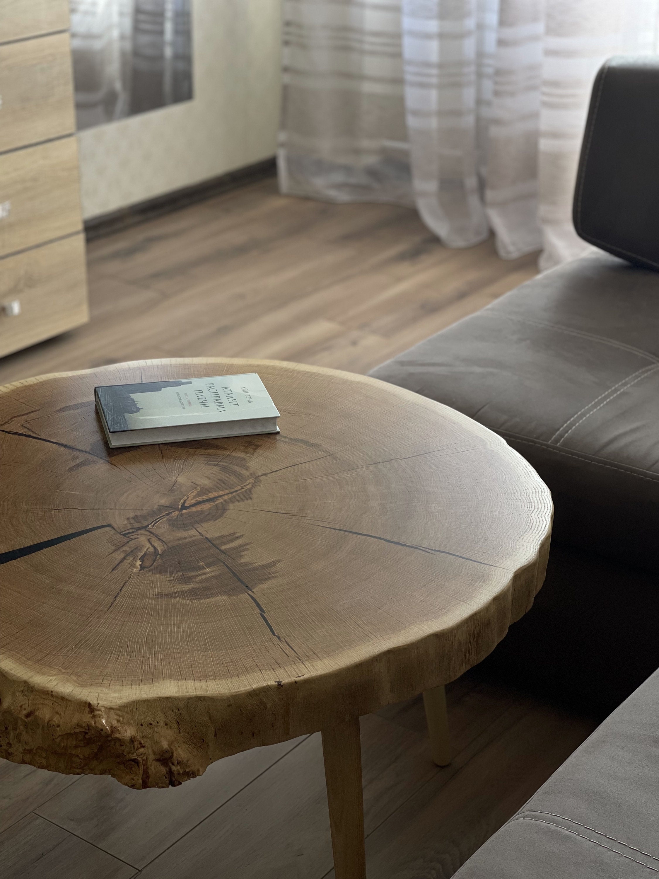 Oak Wood Coffee Table, Natural Coffee Table, Solid Wood Coffee Table ...