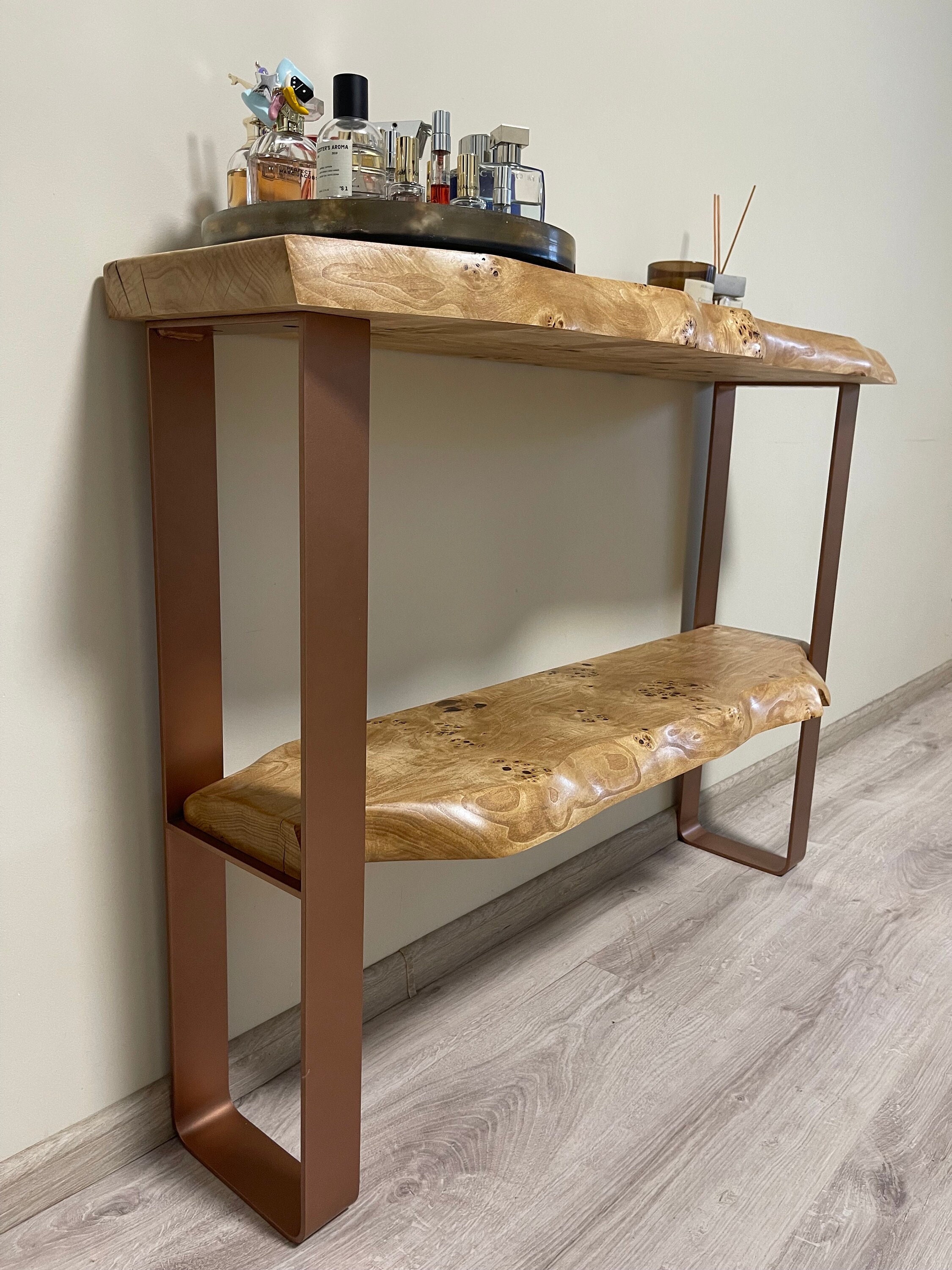 Handcrafted Live Edge Console Table - Ideal for Small Spaces, Hallways ...