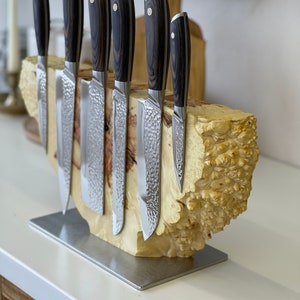 Burl Wood Live Edge Knife Block,magnetic Knife Board,kitchen Knife ...