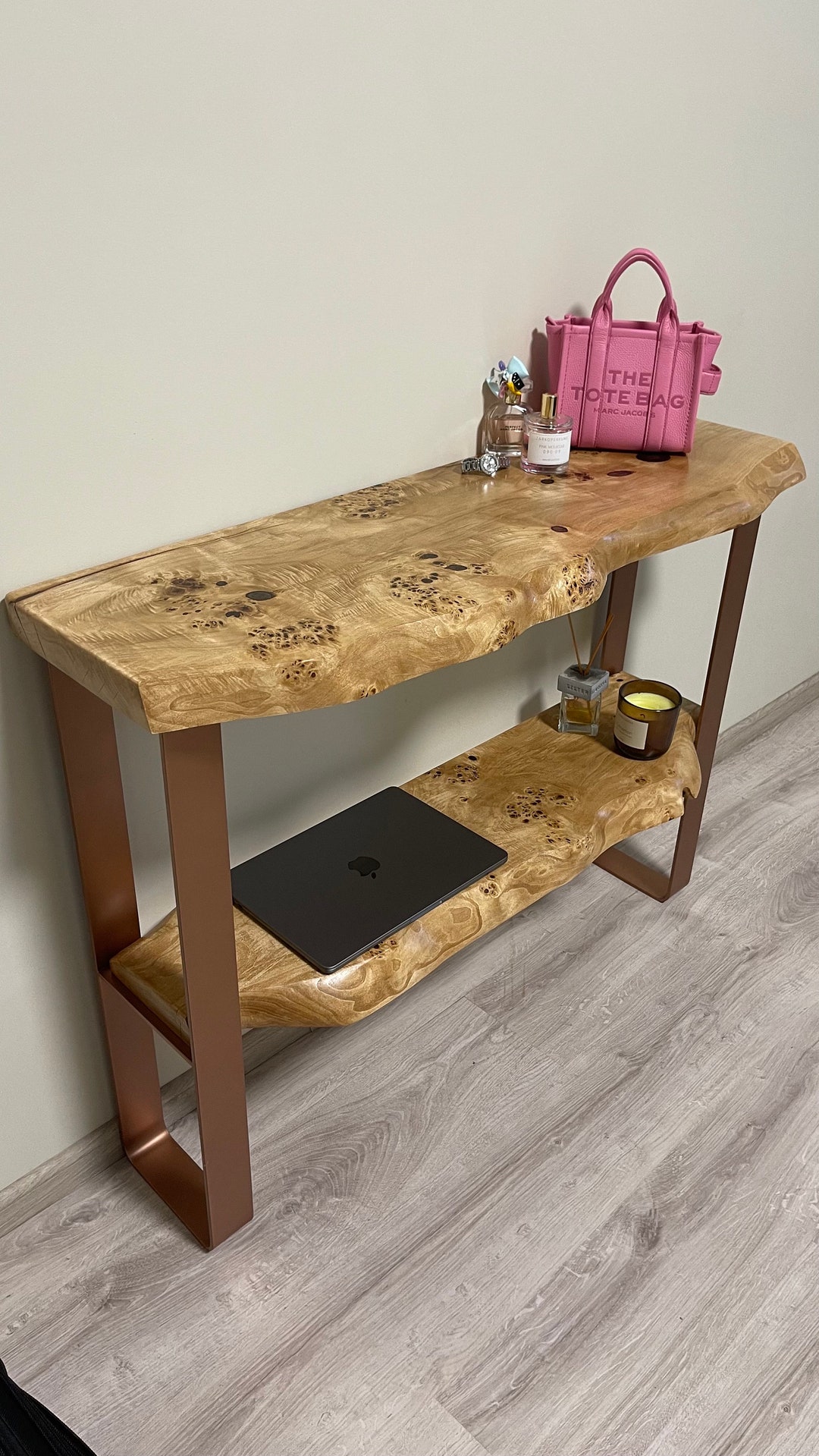 Handcrafted Live Edge Console Table - Ideal for Small Spaces, Hallways ...