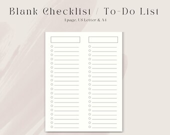 Blank Checklist Planner Printable, Weekly Planner Printable Editable to ...