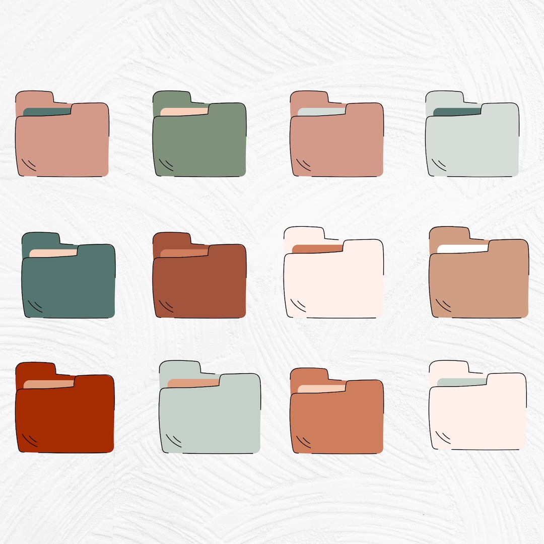 MODERN BOHO Desktop Folder Icons | Instant Download | Terra-cotta Color ...