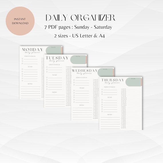 Daily Organizer Printable Printable Planner Work Day | Etsy