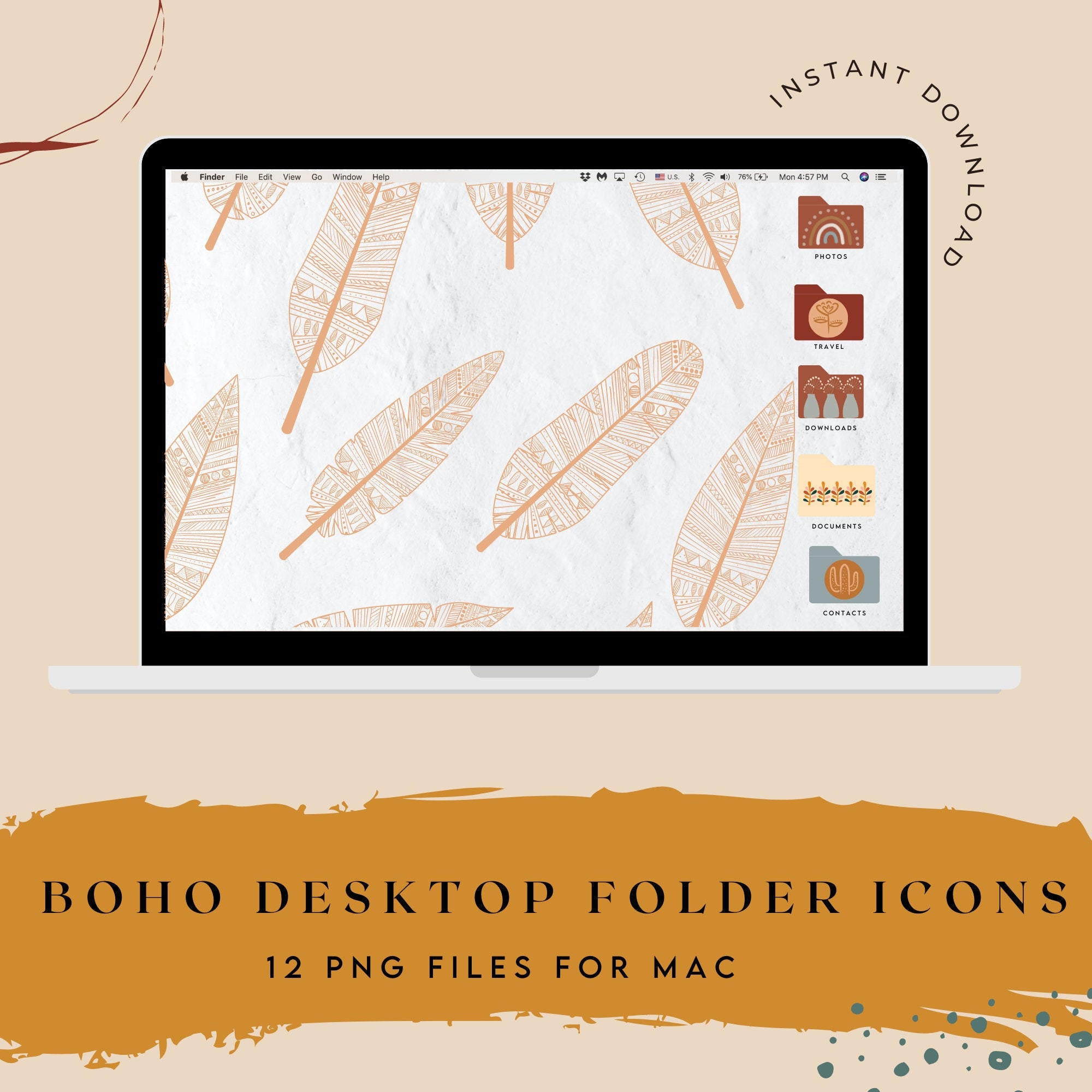BOHO Desktop Folder Icons Instant Download Folder Icons for Mac Mac ...