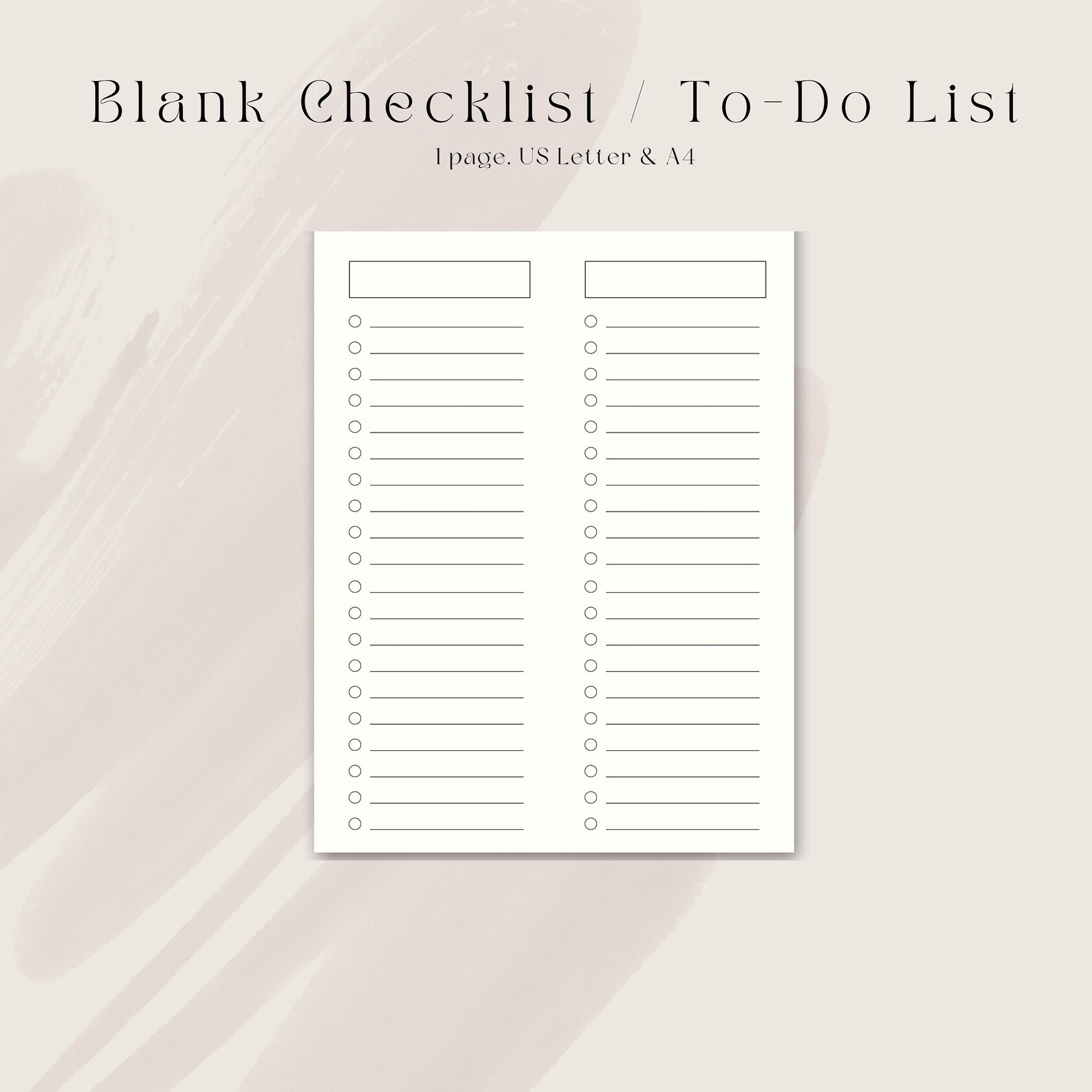 Blank Checklist Planner Printable, to Do List Planner, Checklist ...