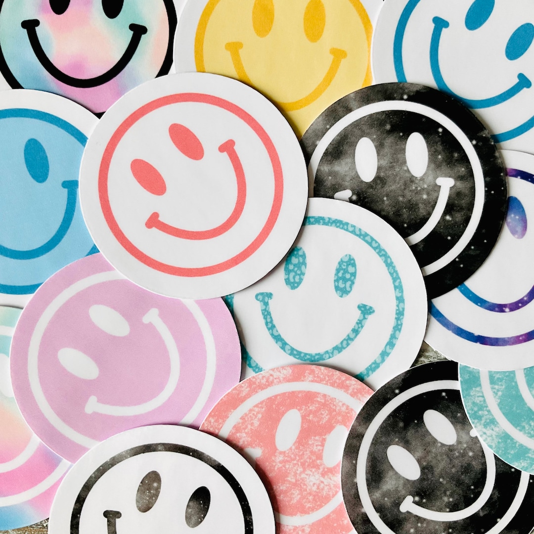 Waterproof Smiley Face Stickers - 9-pack Stickers - Smiley Face Sticker ...