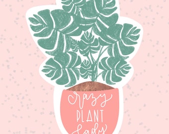 Crazy Plant Lady Sticker Plant Lover Sticker Clear Vinyl - Etsy