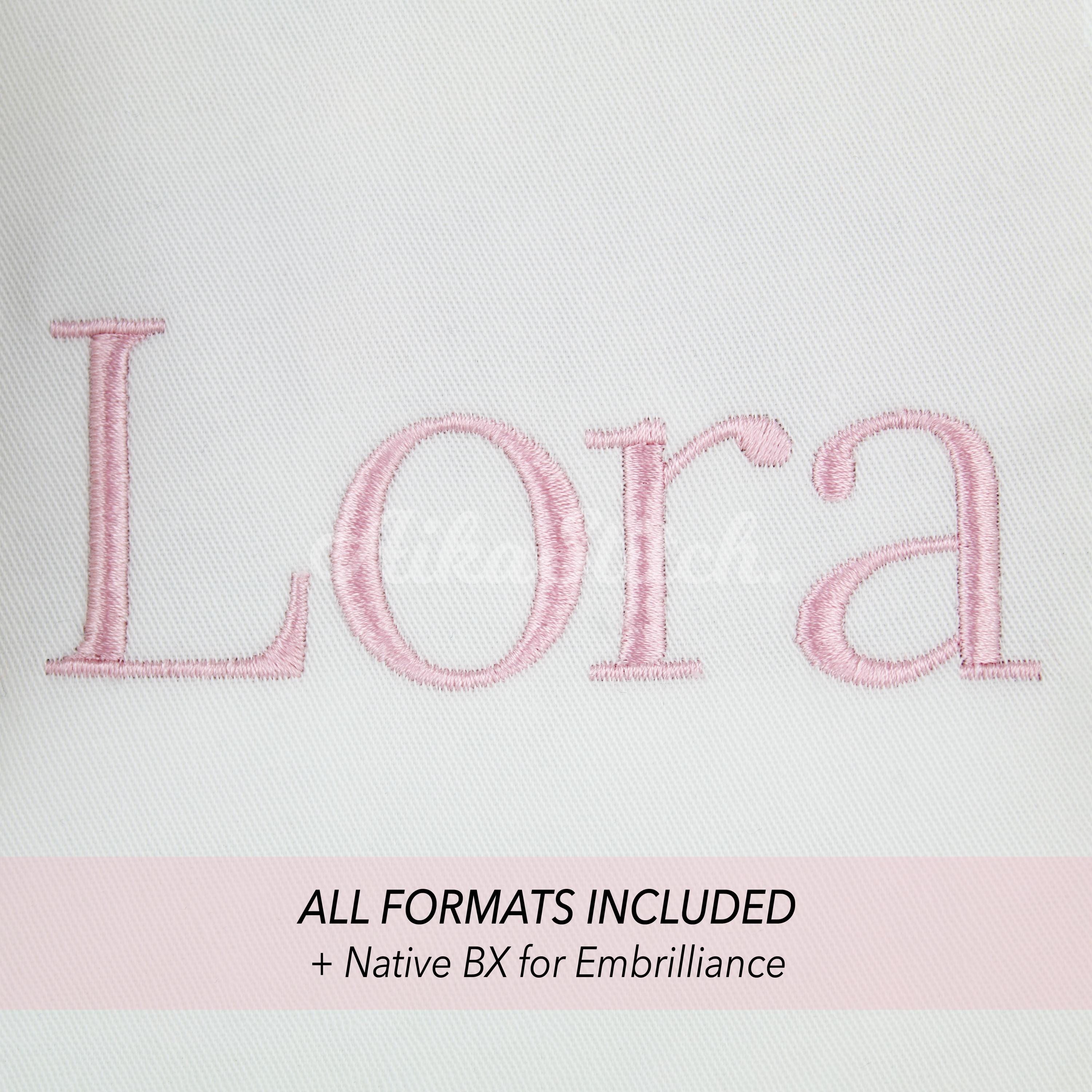 Lora Modern Serif Embroidery Font, Satin Stitch BX Alphabet Pes, Dst ...