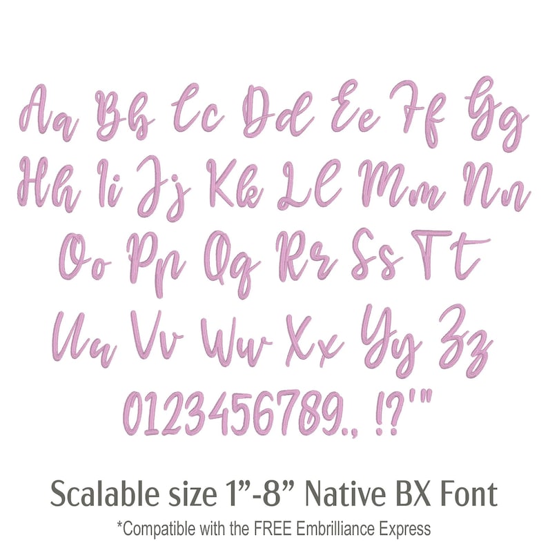 Mama Modern Script Cursive Native BX Scalable Embroidery Font, Satin ...