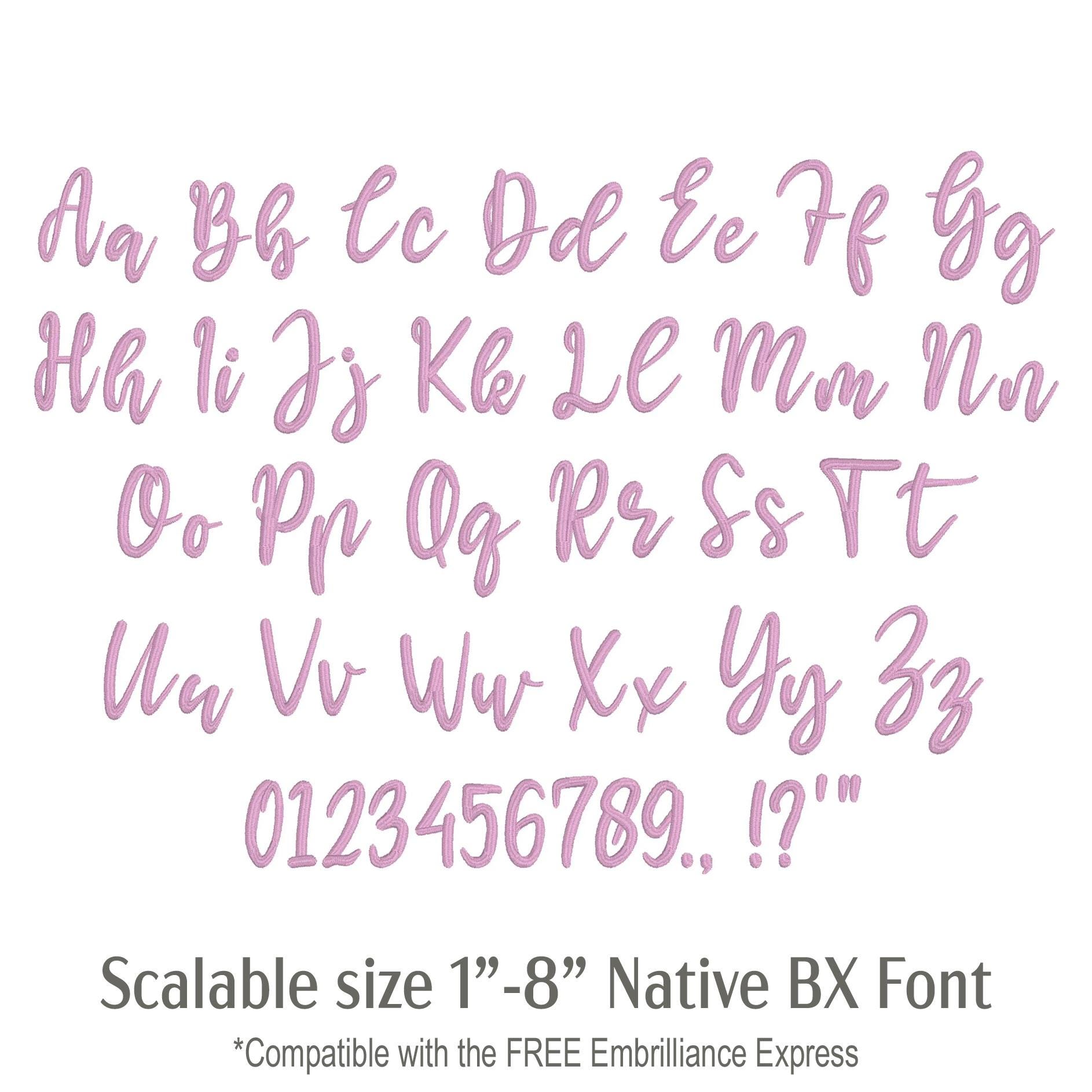 Mama Modern Script Cursive Native BX Scalable Embroidery Font, Satin ...