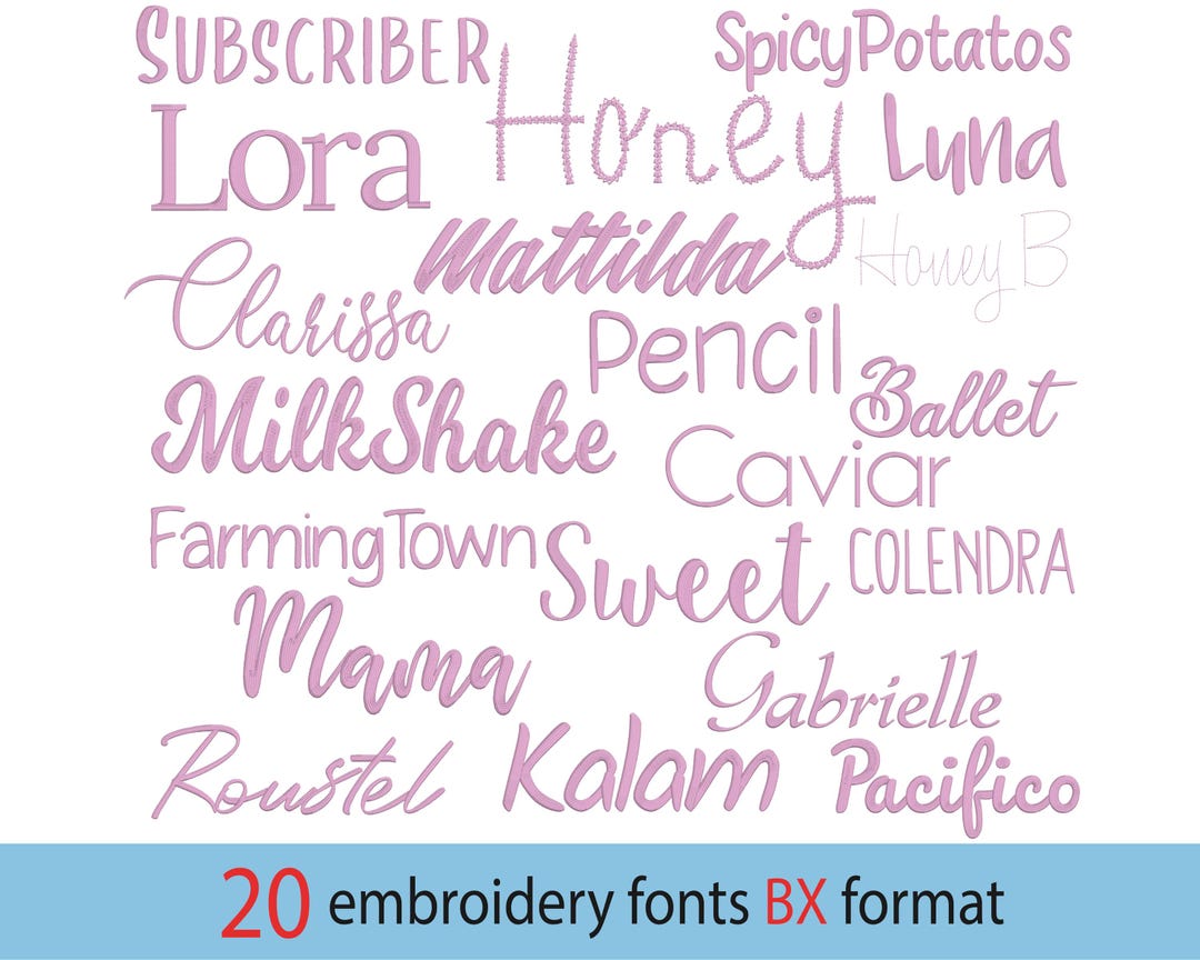 TOP BUNDLE 20 Embroidery Fonts Alphabet Machine Embroidery Design BX ...