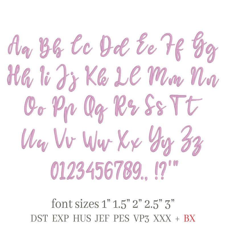 Mama Modern Script Cursive Embroidery Font, Satin Stitch BX Alphabet ...