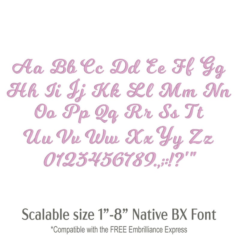 Milkshake Modern Script Handwriting Native BX Scalable Embroidery Font ...