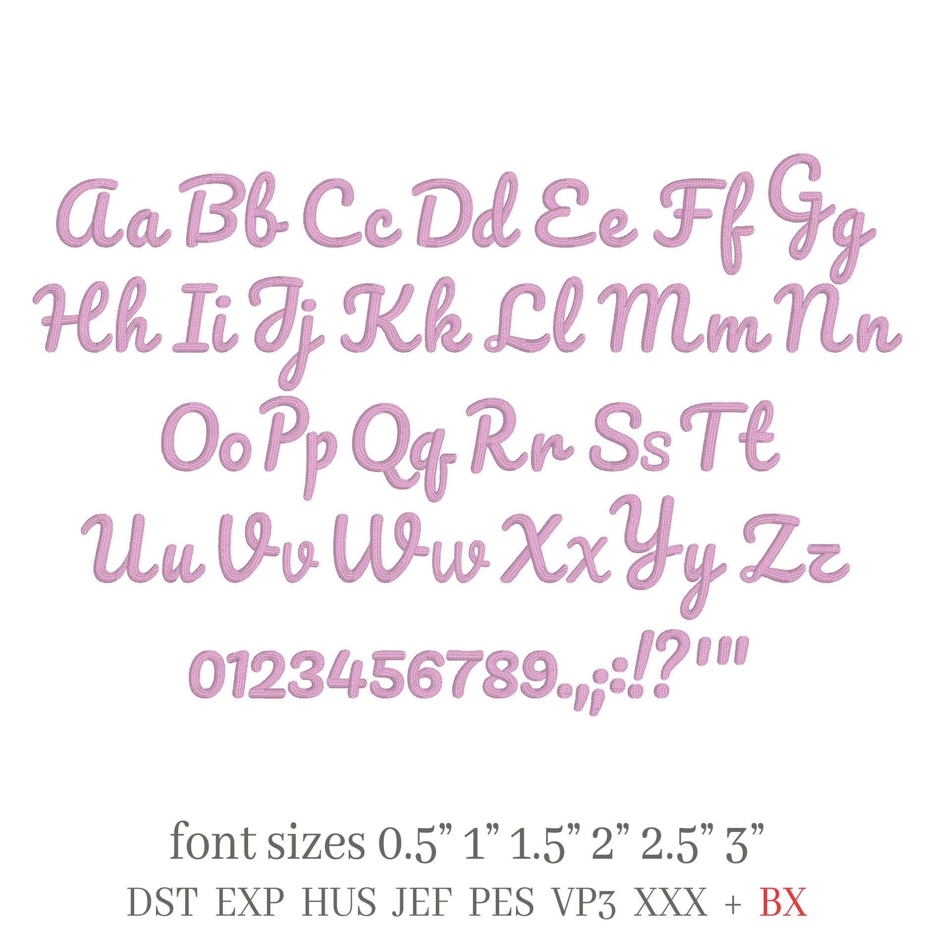 Pacifico Modern Script Cursive Embroidery Font, Satin Stitch BX ...