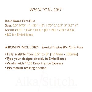 Ana Embroidery Font; Script Cursive Fonts Alphabet; Satin Stitch BX ...
