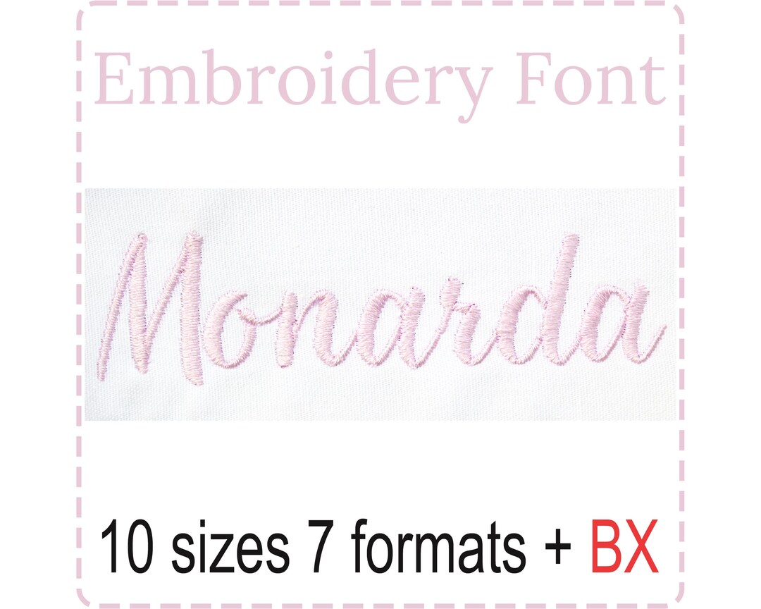 Monarda Modern Cursive Retro Embroidery Font, Satin Stitch BX Alphabet ...