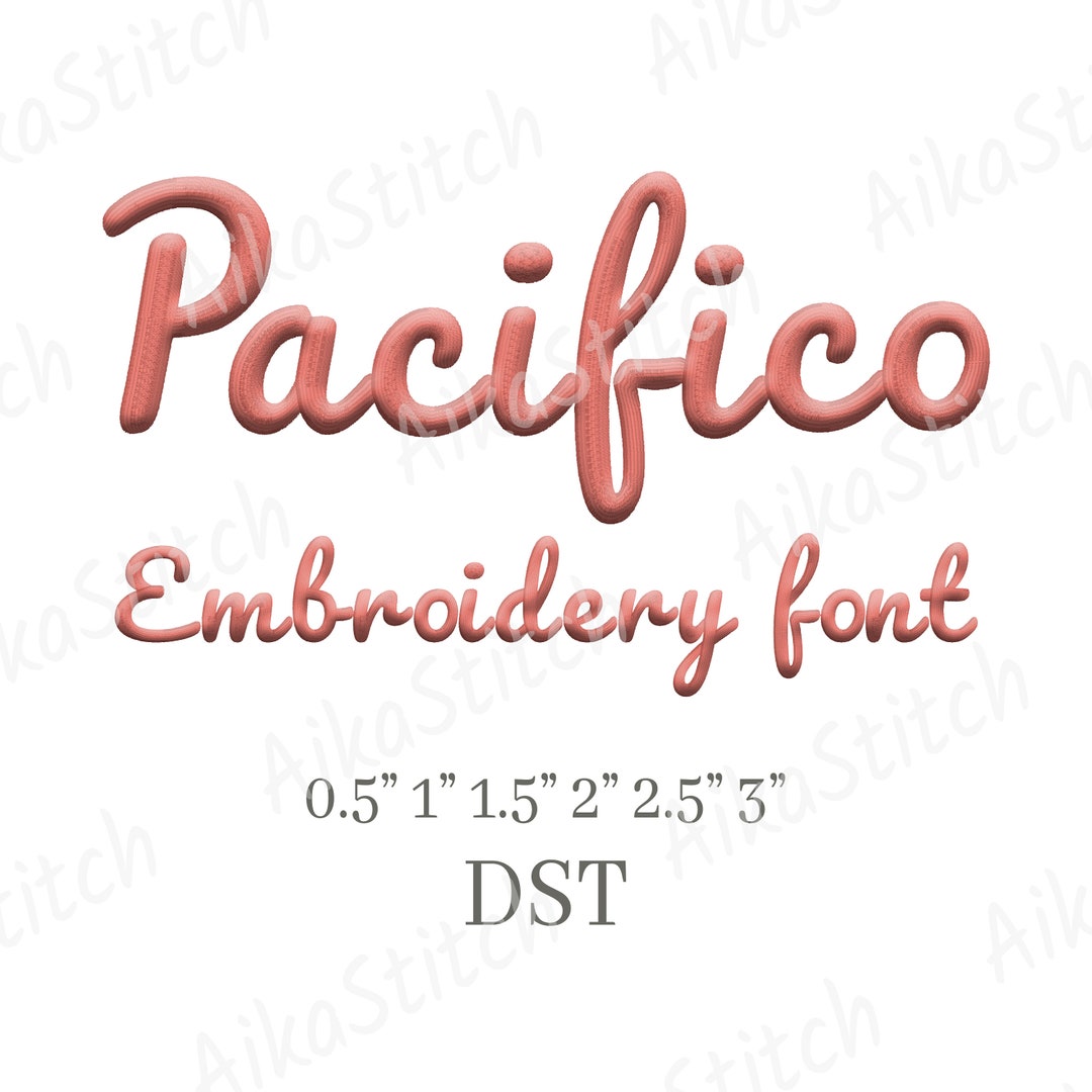 DST Format Pacifico Embroidery Font Alphabet Machine - Etsy