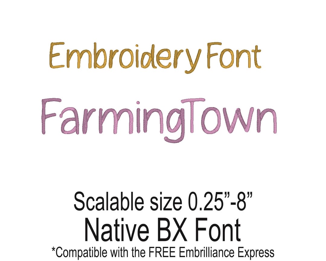 Modern Script Handwriting Native BX Scalable Embroidery Font, Satin ...