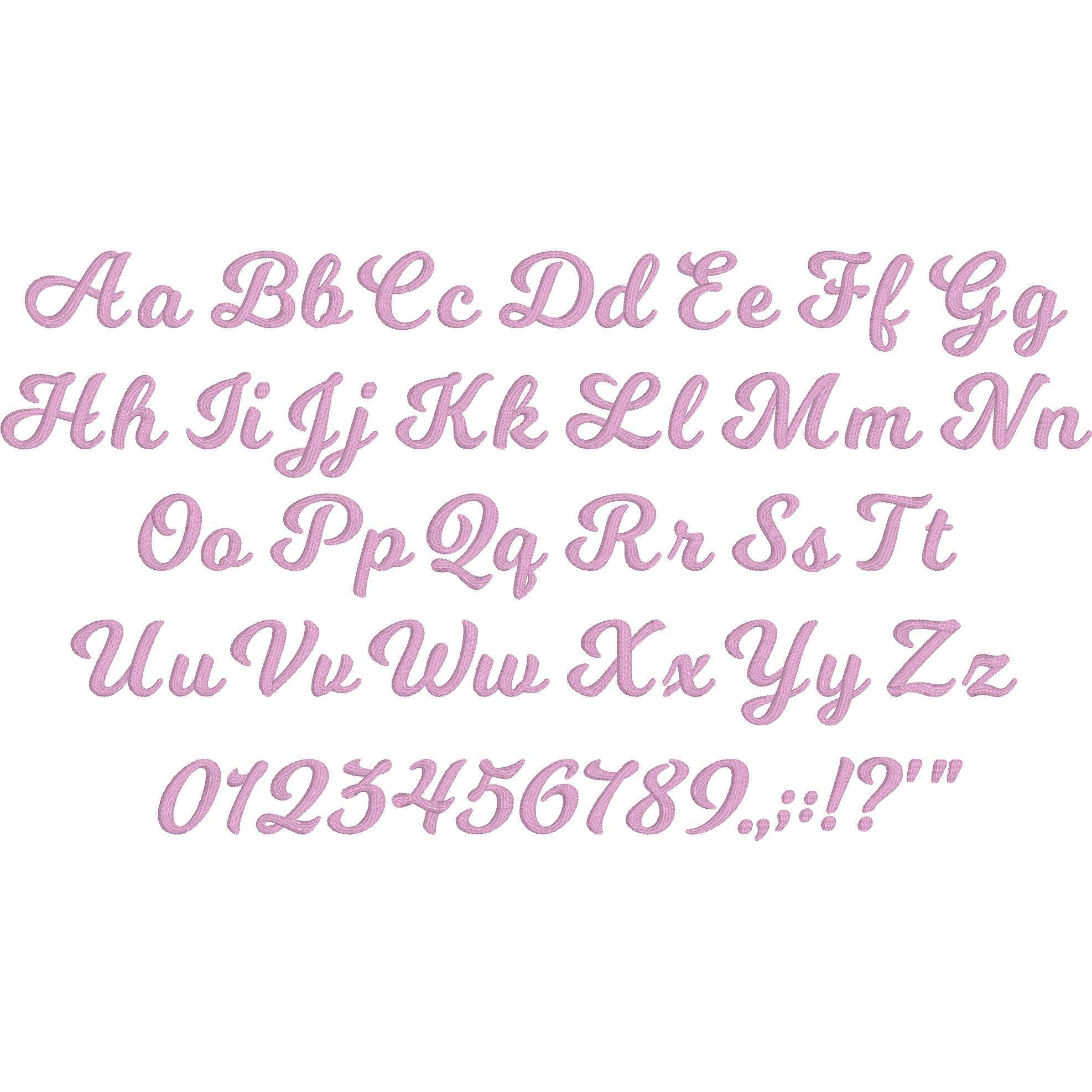 Milkshake Font Satin Stitch Native Scalable Sizes 1 - 8 Inches BX Font Embroidery Text Alphabet ...