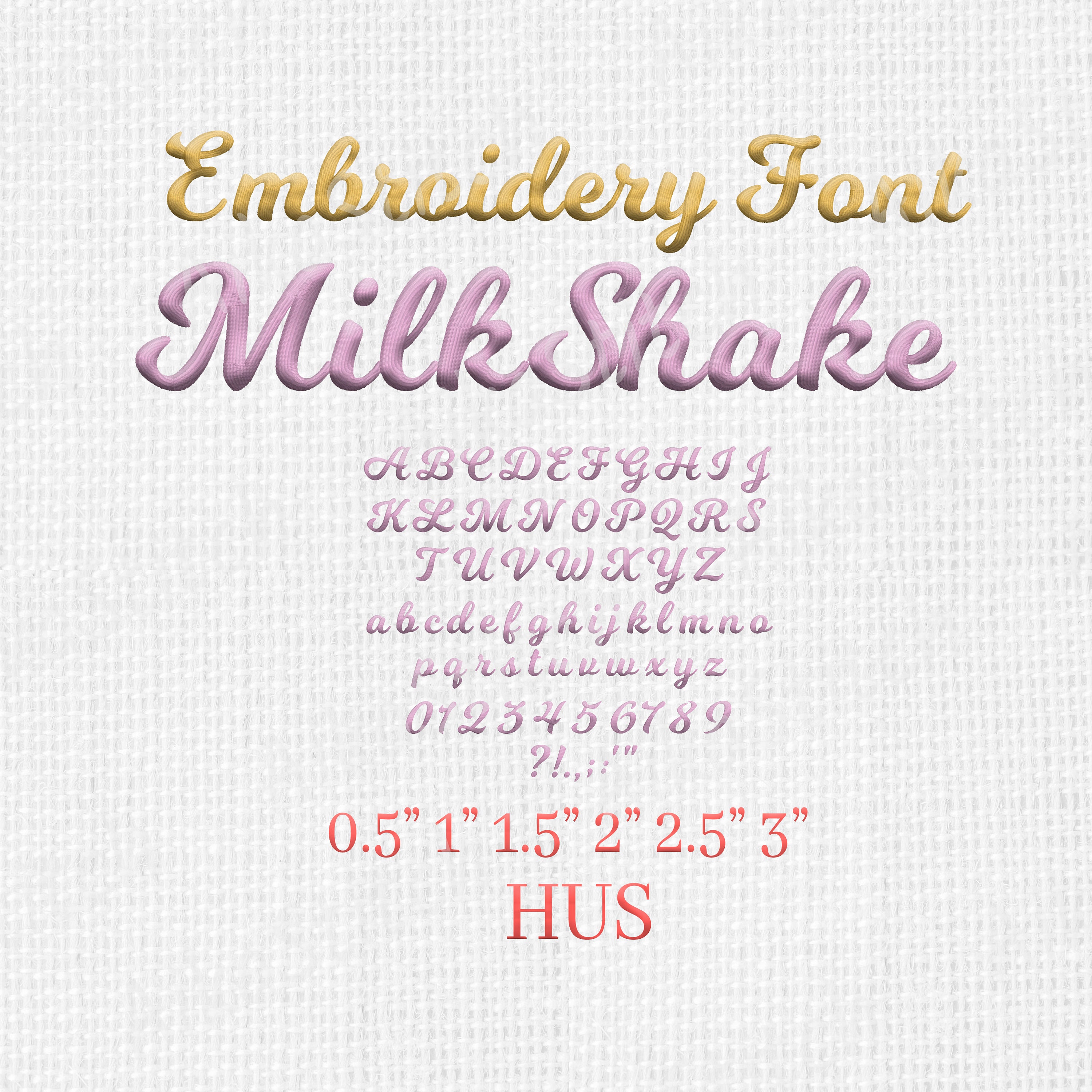 HUS Format Milkshake Embroidery Font Alphabet Machine - Etsy