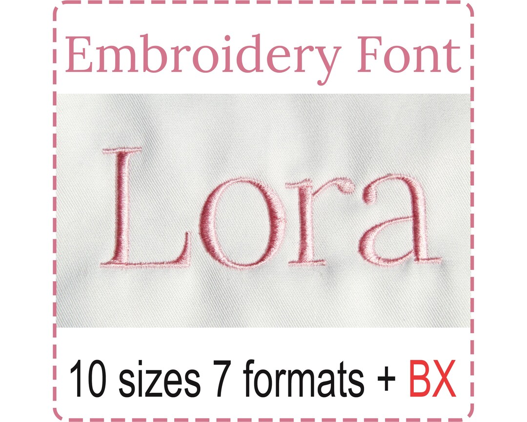 Lora Modern Serif Embroidery Font, Satin Stitch BX Alphabet Pes, Dst ...