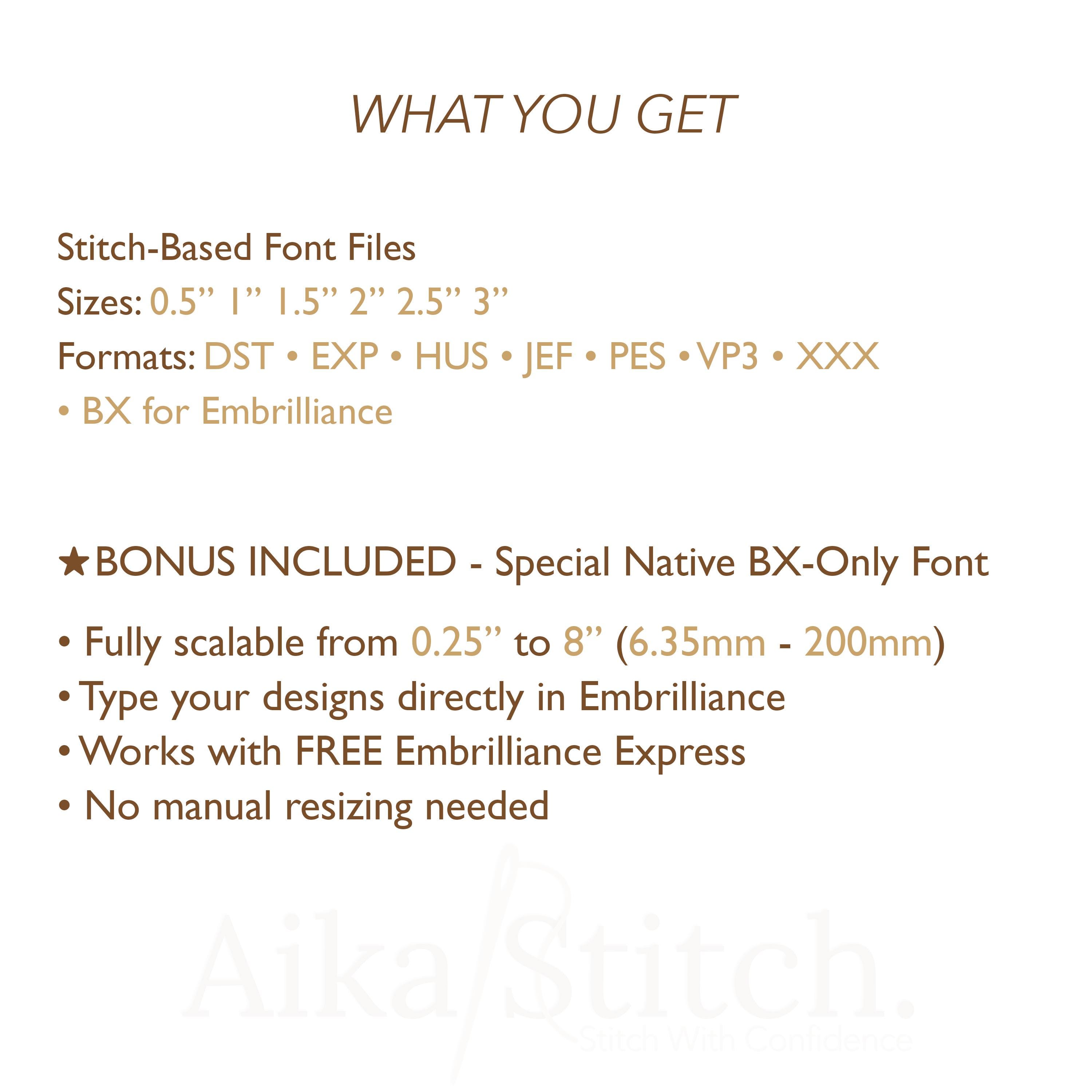 Kalam Embroidery Font; Native Bx Fonts Alphabet; Satin Stitch BX Format ...