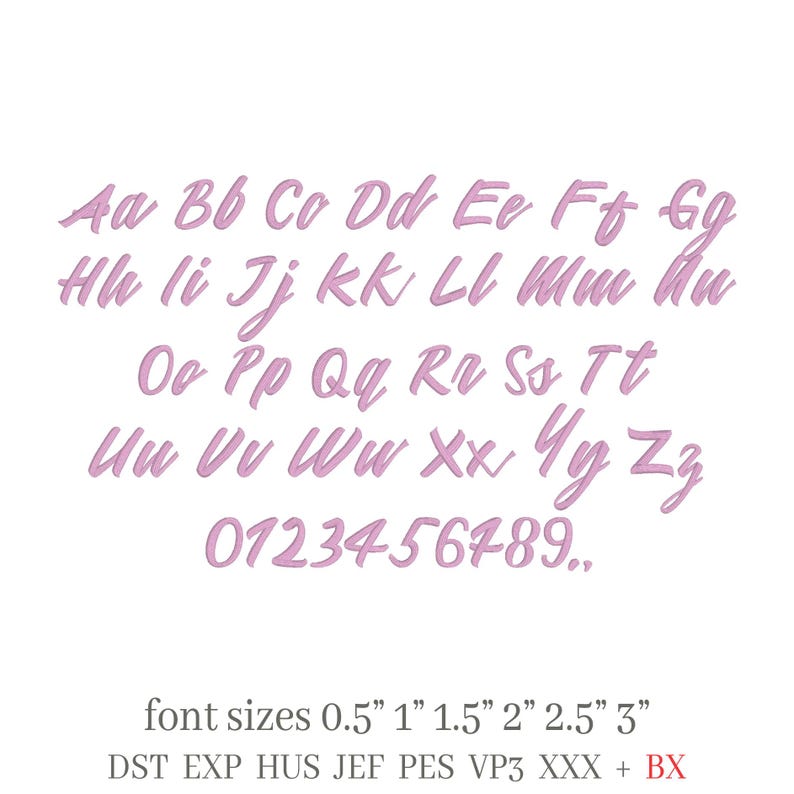 Modern Script Cursive Embroidery Font, Satin Stitch BX Alphabet Pes ...