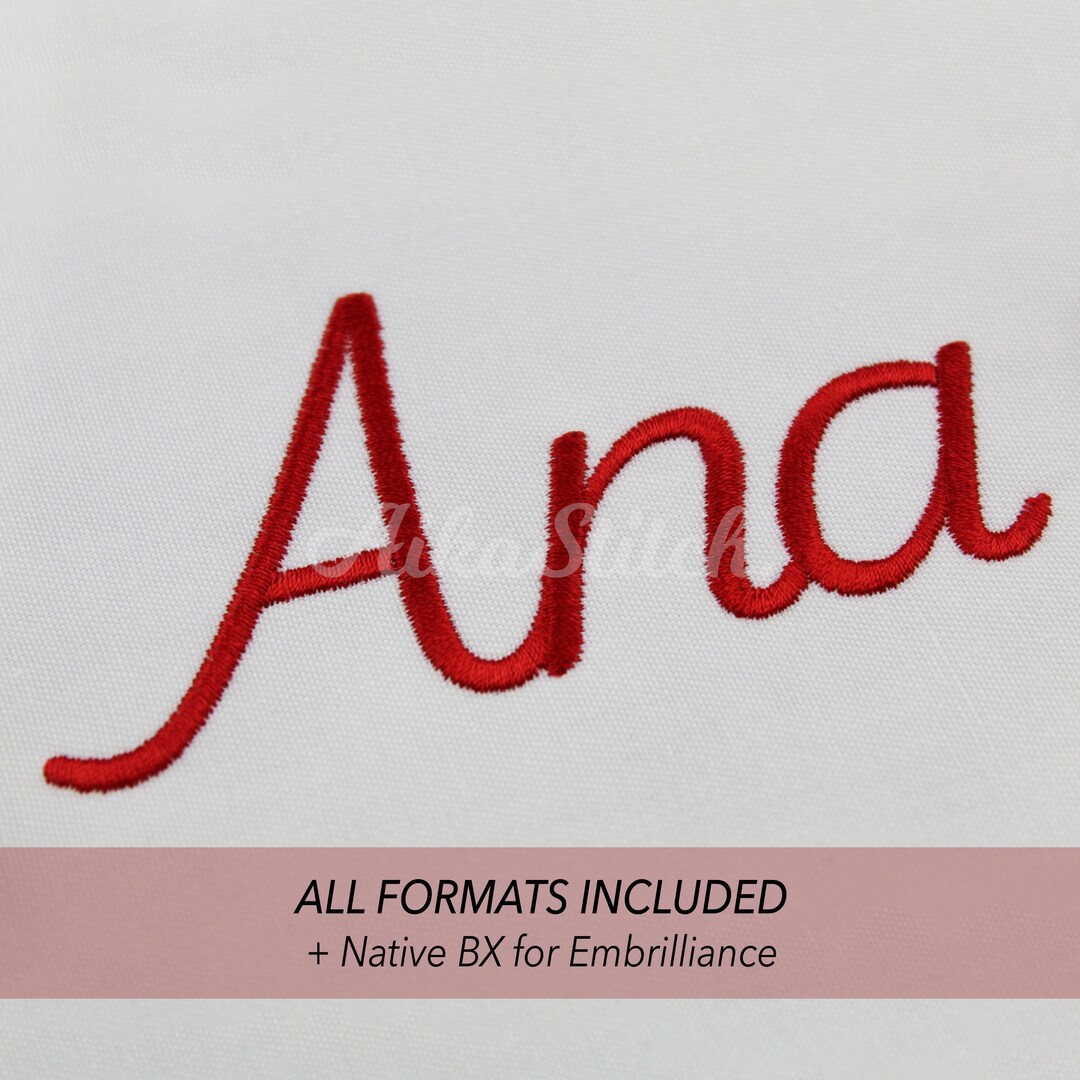 Ana Embroidery Font; Script Cursive Fonts Alphabet; Satin Stitch BX ...