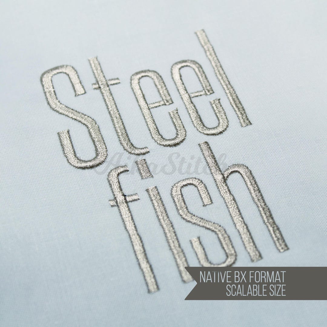 Steel Fish Embroidery Font; Script Cursive Native BX Scalable Format ...