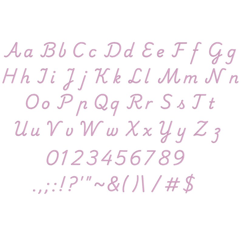Ana Embroidery Font; Script Cursive Fonts Alphabet; Satin Stitch BX ...