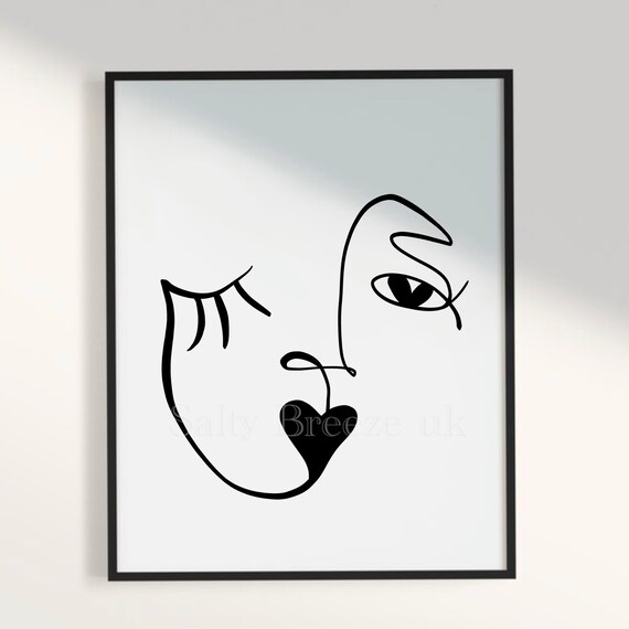 Abstract Face Line Drawing Face Line Art Minimalist Wall | Etsy