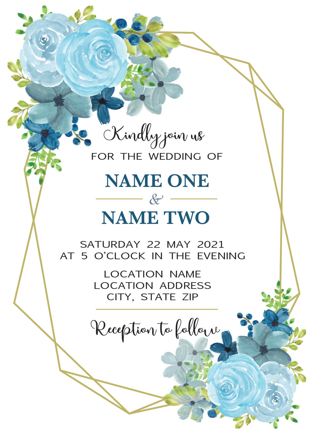 Geometric Flower Wedding Invitation - Etsy