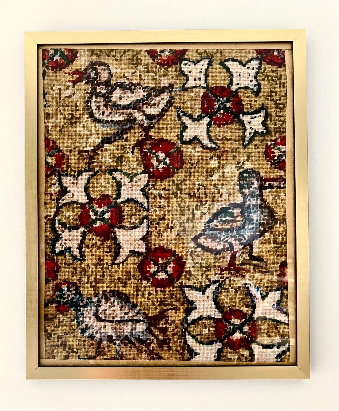 Mosaic Duck, Quail, Pigeon Needlepoint Tapestry Printed Canvas Kit - Etsy