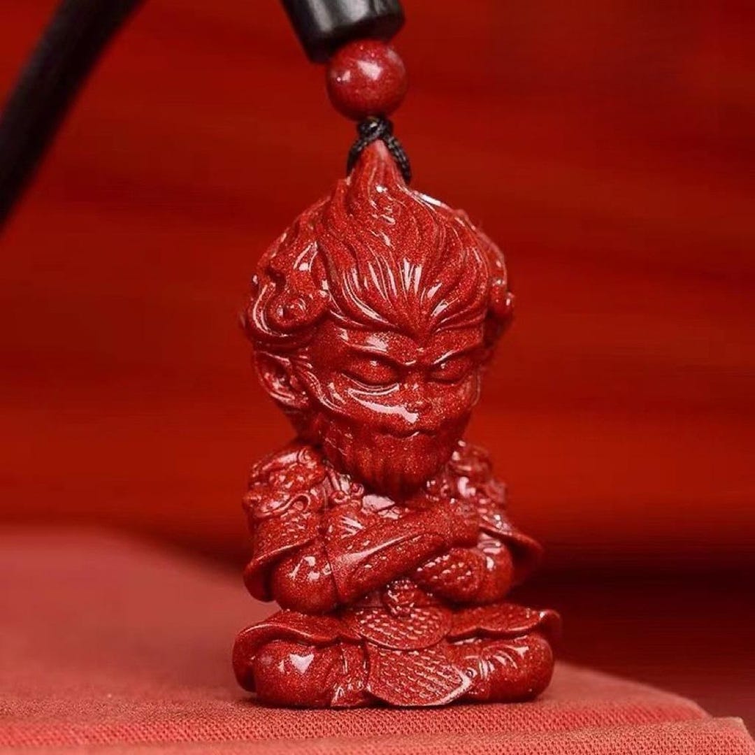 Monkey King-wukong Cinnabar Pendant Necklace - Etsy