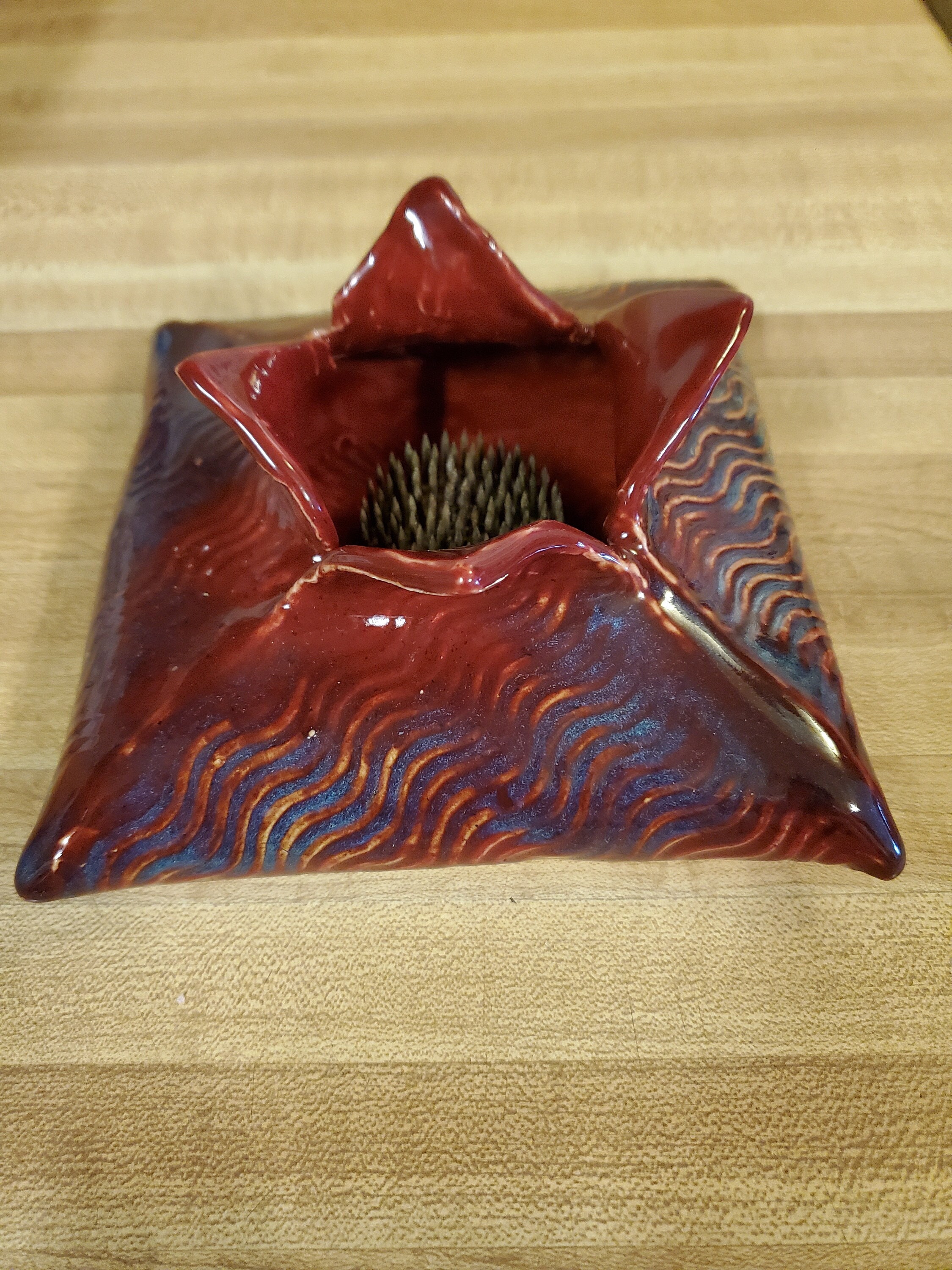 Ceramic Envelope Style Vase With Wire Pin Flower Frog - Etsy