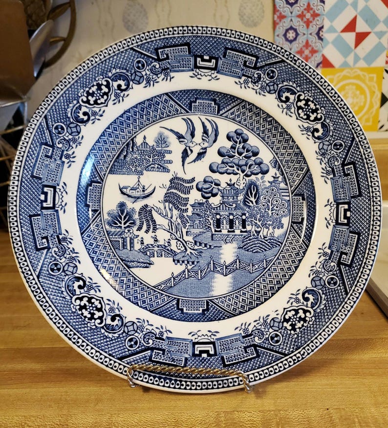 Churchill Blue Willow Pattern Dinner Plate - Etsy