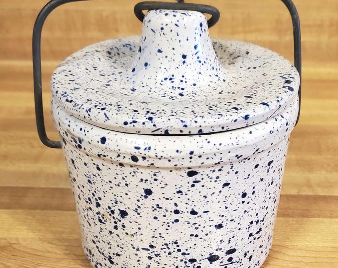 Cobalt Blue Spatterware Cheese or Butter Crock - Etsy