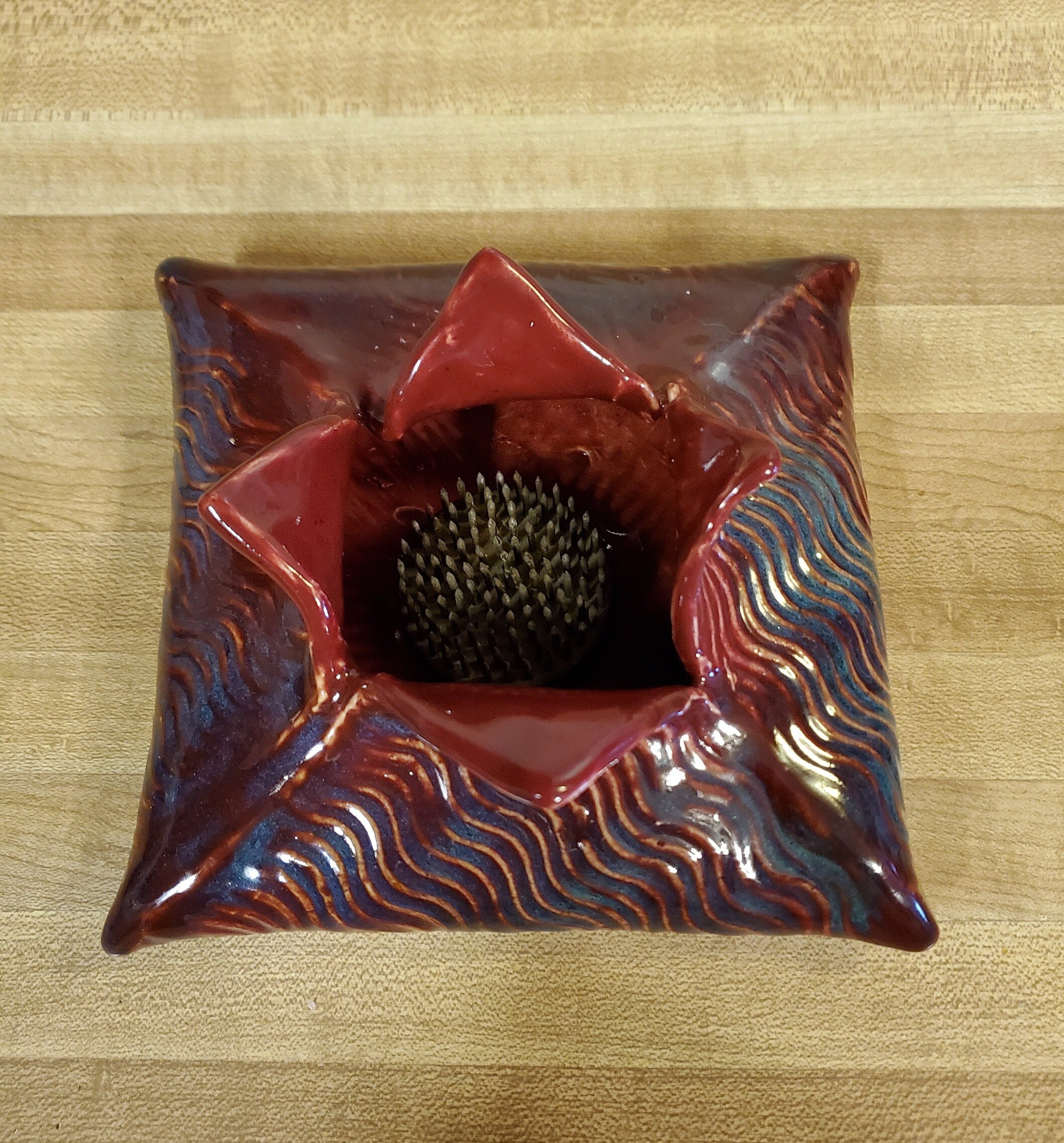 Ceramic Envelope Style Vase With Wire Pin Flower Frog - Etsy