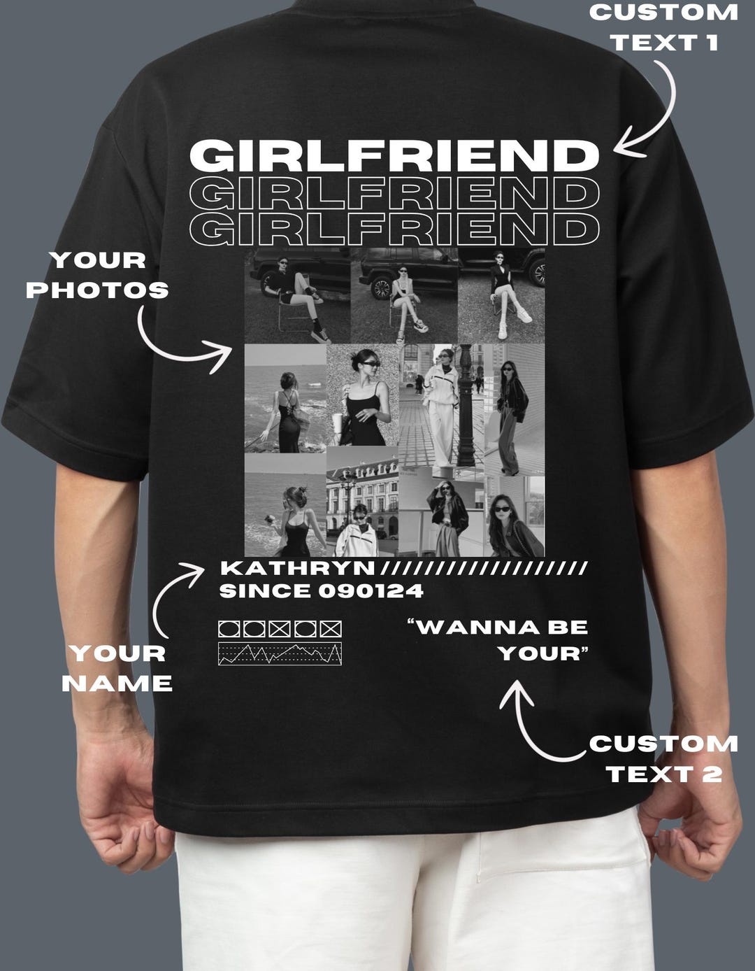 Girlfriend T-shirt, Print Your Own T-shirt, Photo Collage T-shirt ...