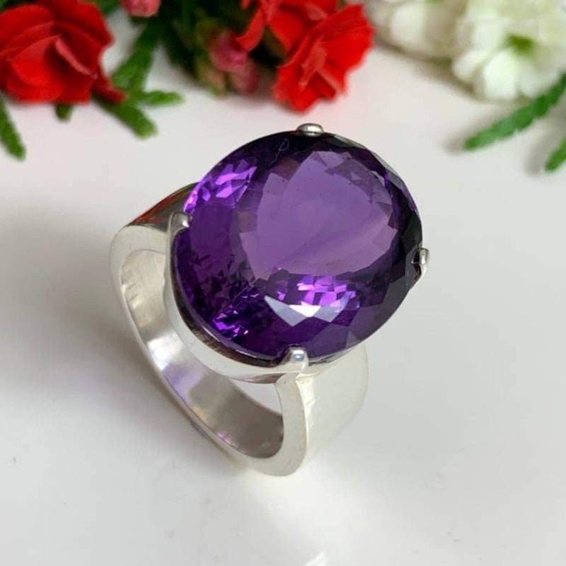 Large Amethyst Ring - Etsy UK