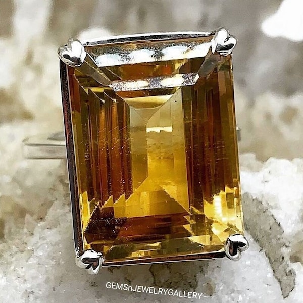 Large Citrine Ring - Etsy