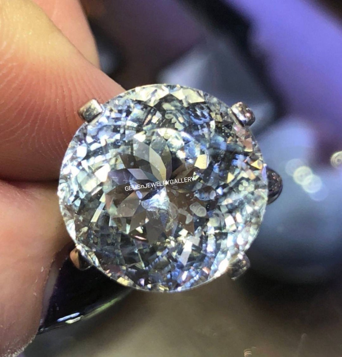Large Natural Crystal Quartz Ring Solid Silver 1616MM Round - Etsy