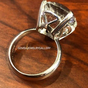 Large Natural Crystal Quartz Ring, Solid Silver, 16×16MM Round Cut ...