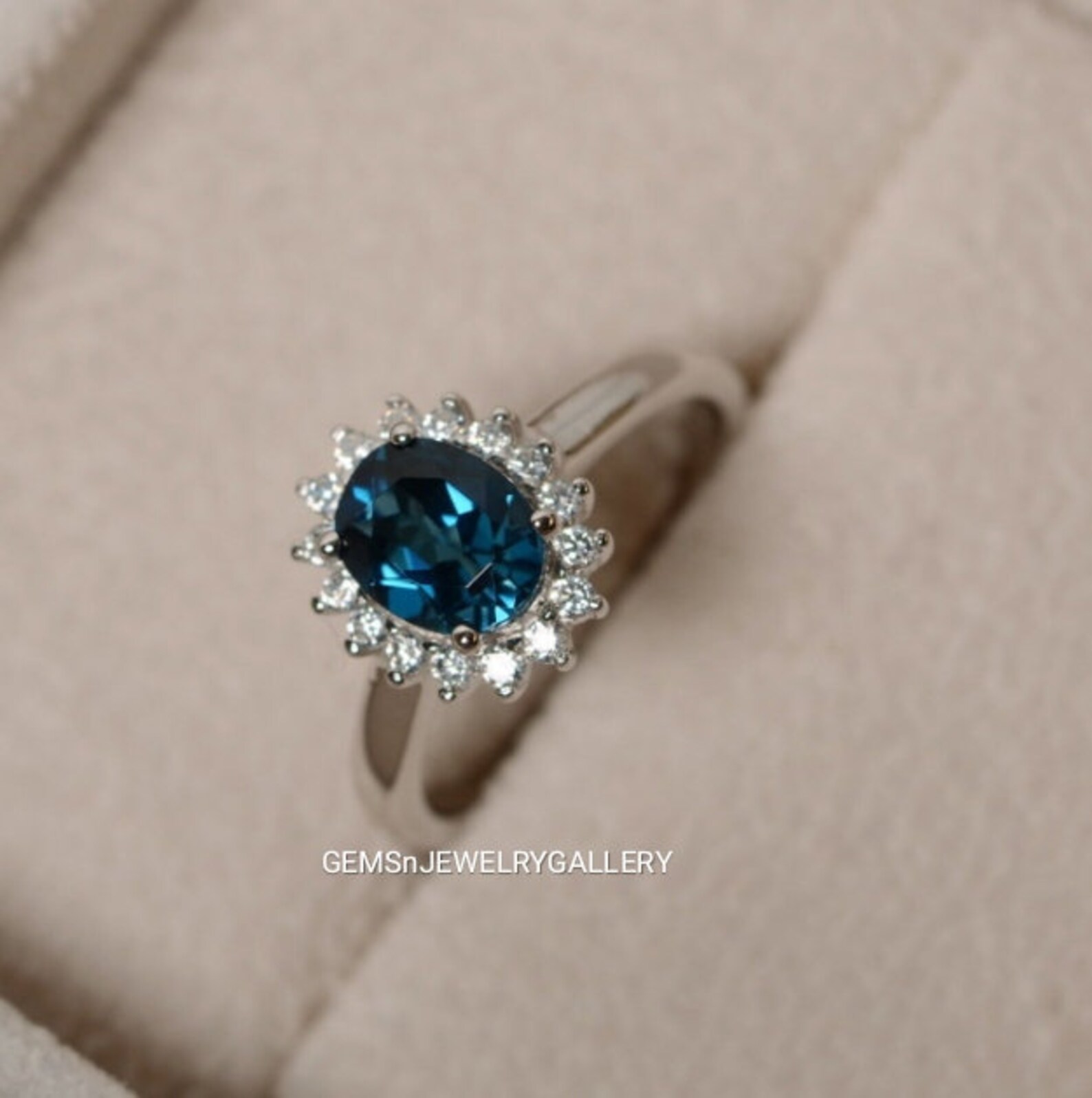 London Blue Topaz Ring, Sterling Silver, Blue Gemstone, Promise Ring ...