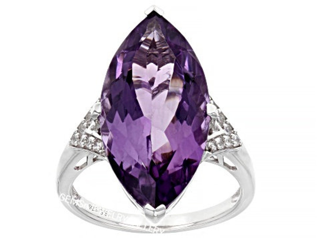 Marquise Cut Amethyst Ring, 10×20MM Amethyst Marquise, Sterling Silver, Natural Amethyst ...