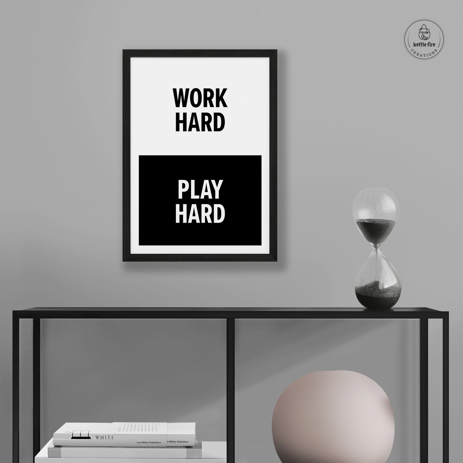 Work Hard Play Hard Digital Print, Printable Artwork, Home Office Dorm ...