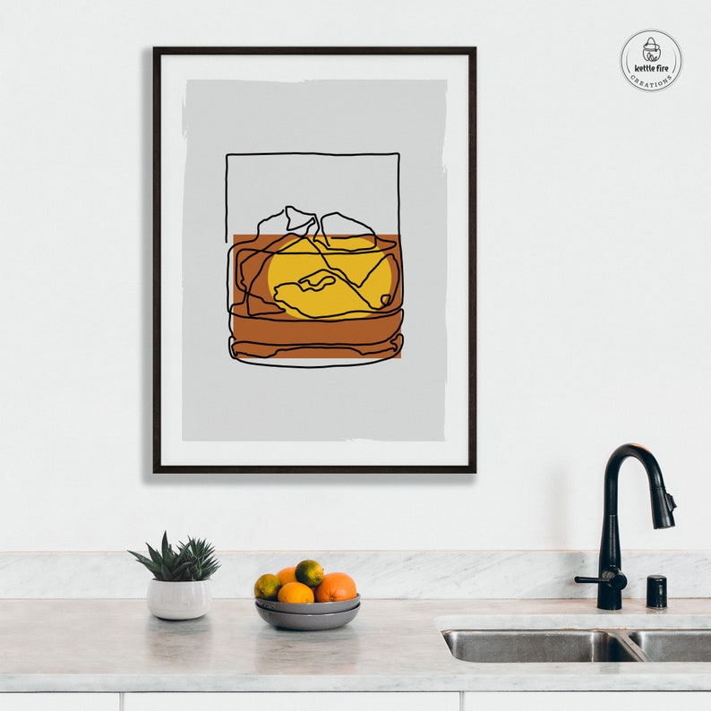 Whiskey Art Digital Download Whiskey Glass Drawing Printable - Etsy