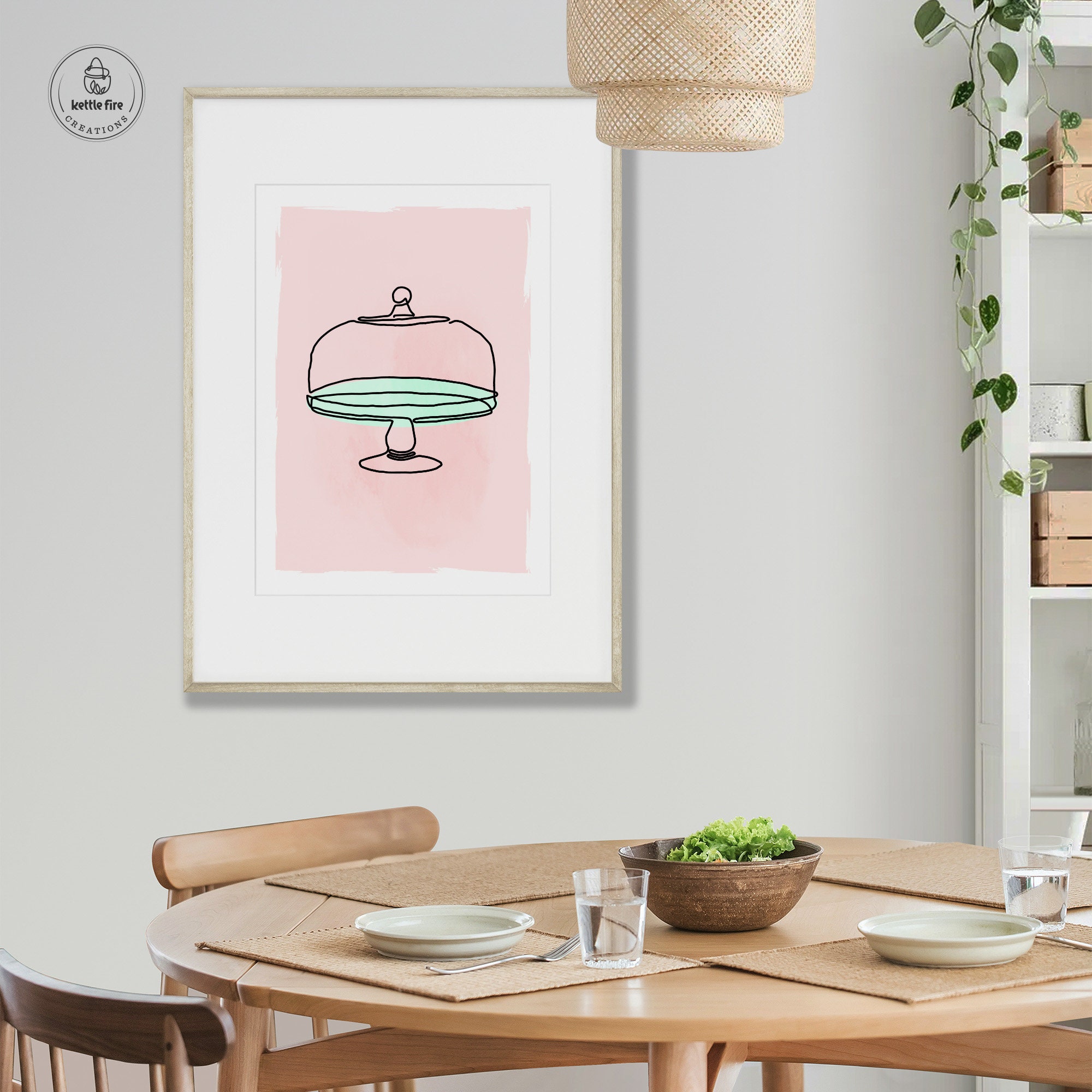 Cake Stand Digital Download Art, Baking Printable Artwork, Kitchen Wall ...